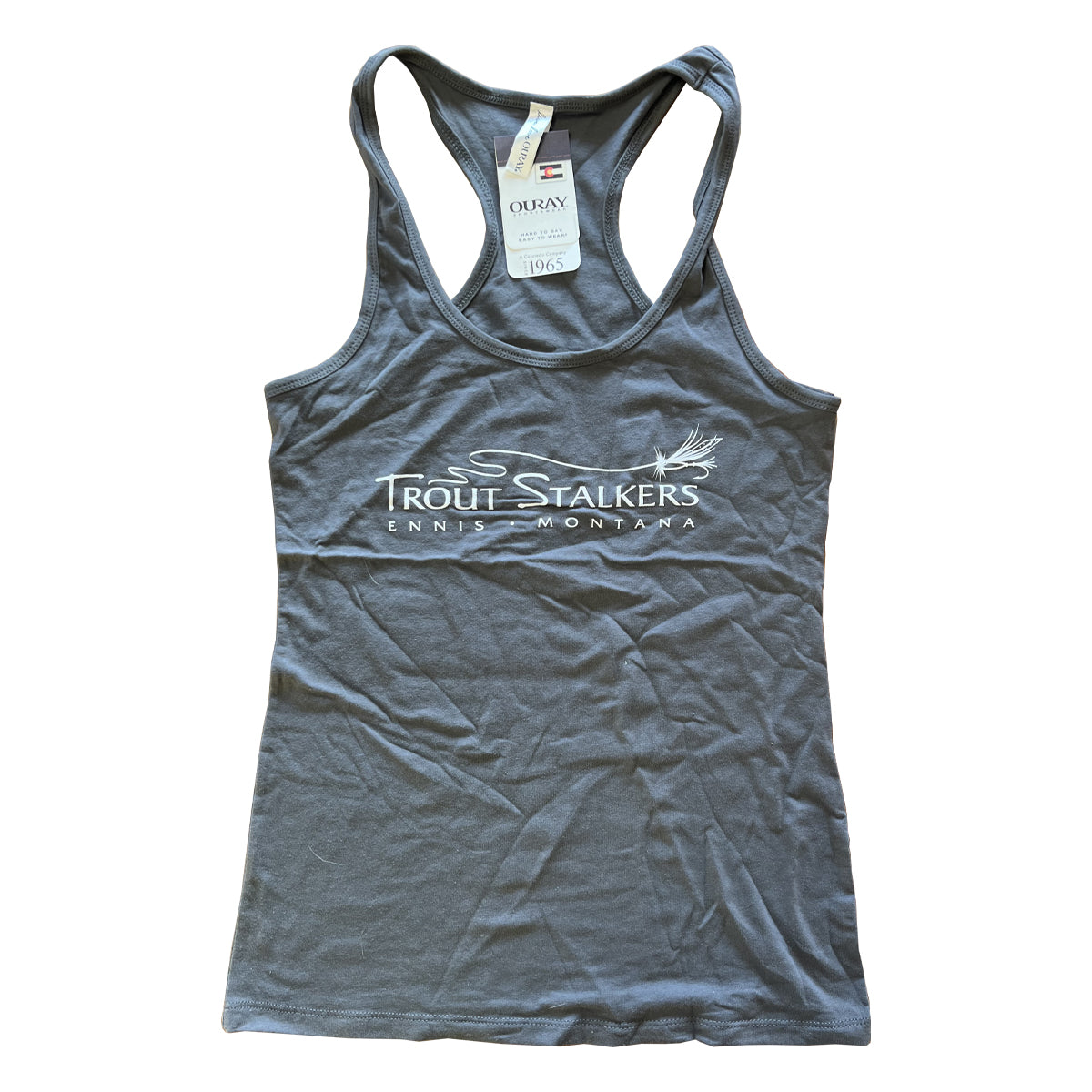 MTS Logo Womens RacerBack Tank Dark Grey – Madison River Fishing Company