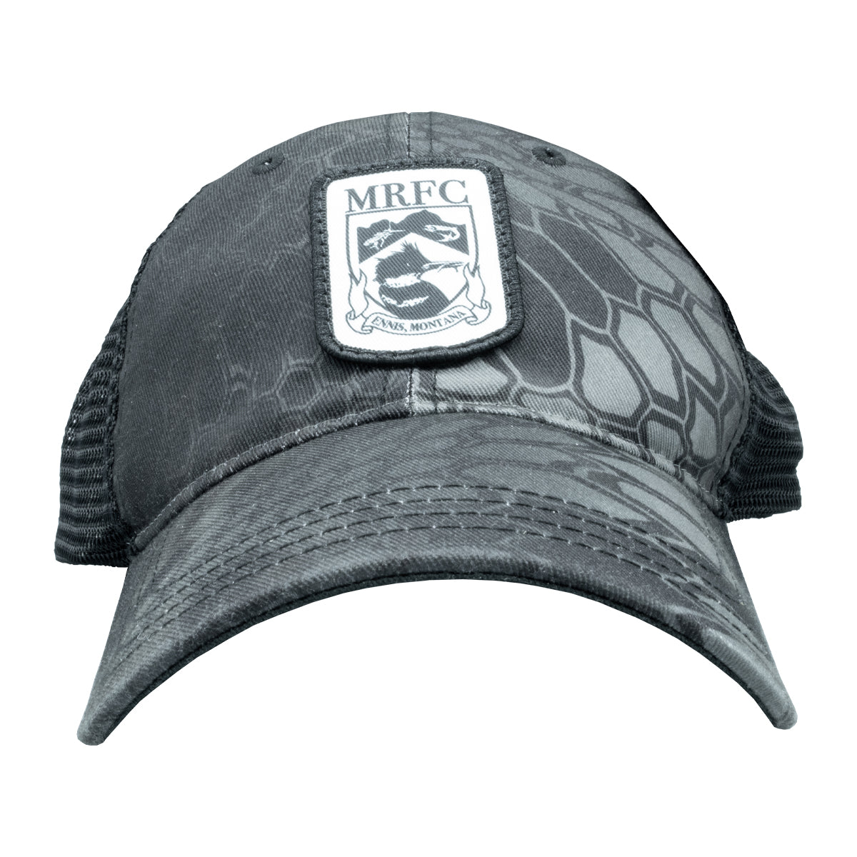 MRFC Badge Logo 111 P Kryptek Typhon/Black Trucker – Madison River Fishing Company