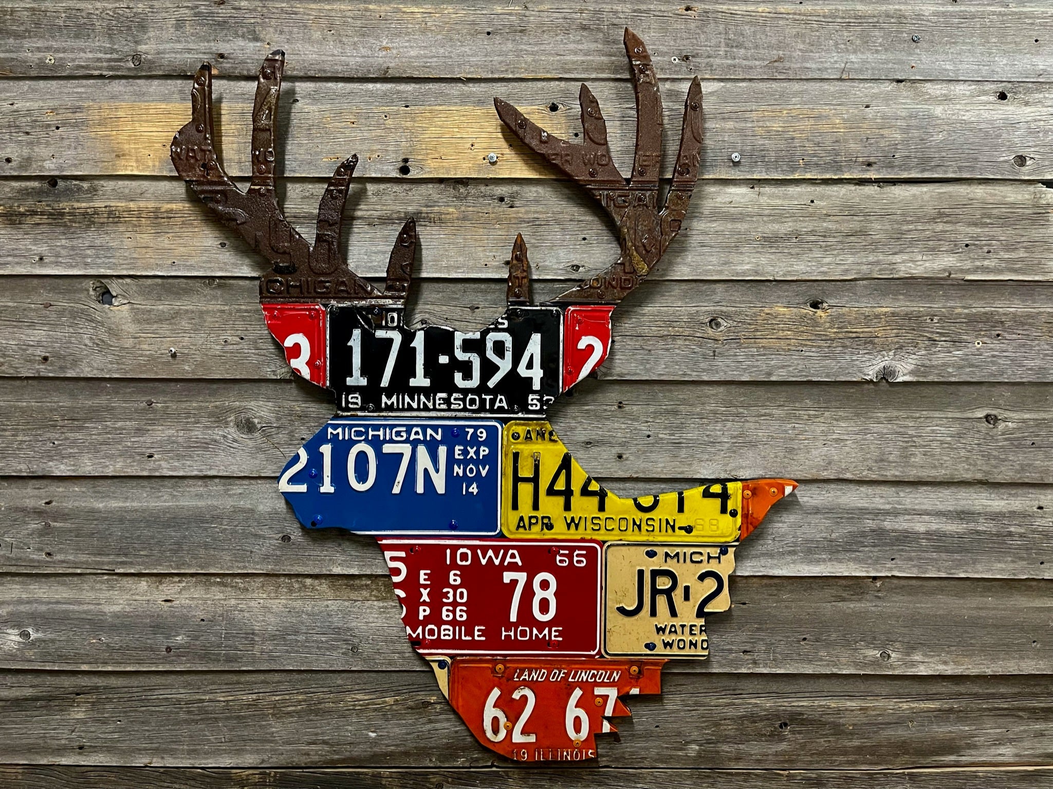 Mixed Midwestern Whitetail Deer License Plate Art – Madison River ...
