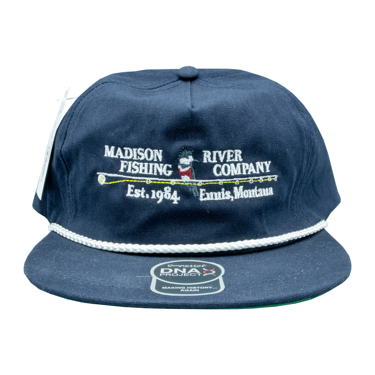 MRFC Logo The Original Rope Hat Navy/White – Madison River Fishing Company