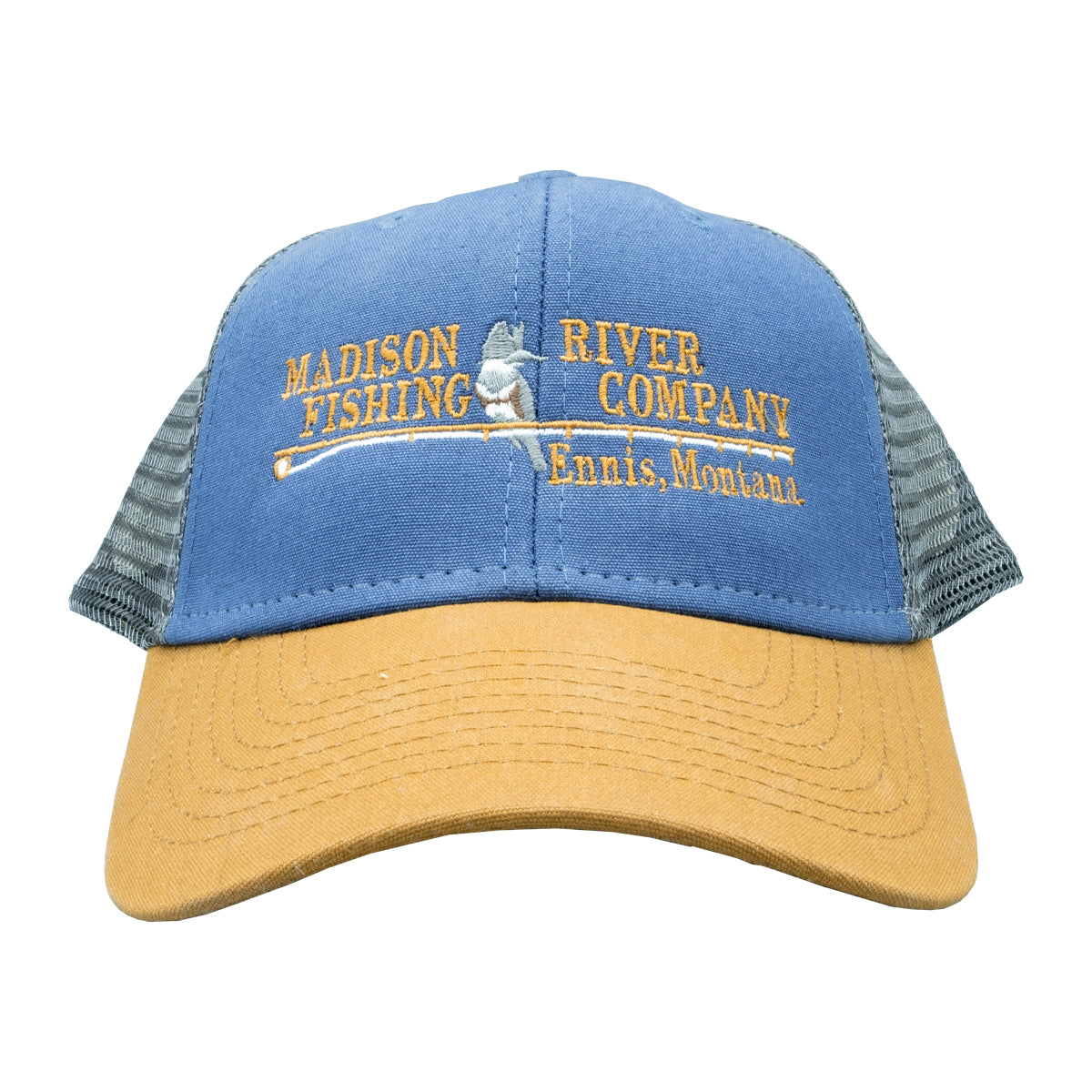 MRFC Logo Industrial Mesh Trucker Navy/Grey/Lumber – Madison River ...