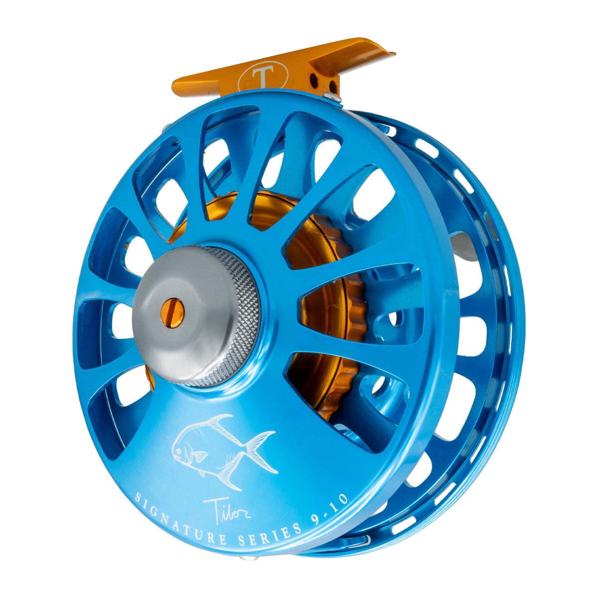 Tibor Signature Seris Reel 9-10 Custom Aqua Frame, Orange Hub, Graphit ...