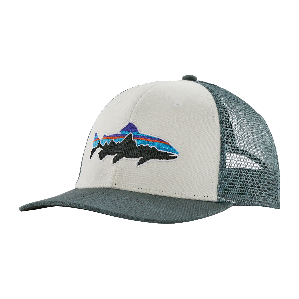 Patagonia Fitz Roy Trout Trucker Hat White w/Nouveau Green – Madison River Fishing Company