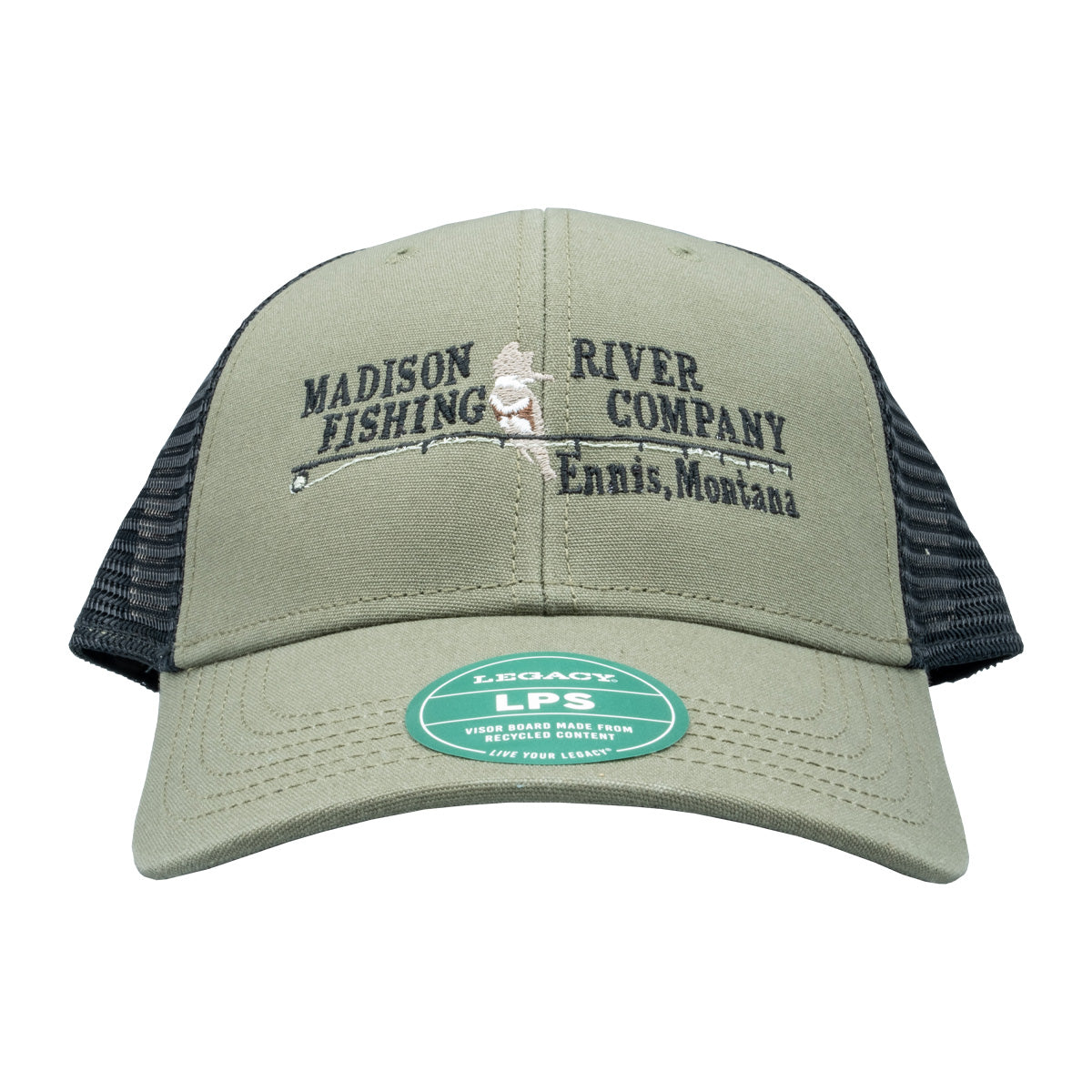 MRFC Logo LoPro Trucker Hat Olive/Black – Madison River Fishing Company