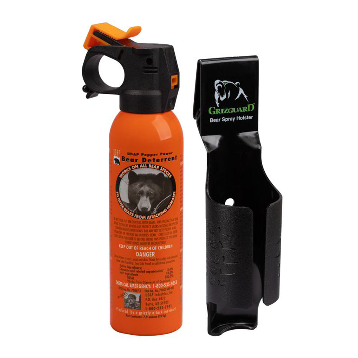UDAP Bear Pepper Spray Safety Orange w/ Griz Guard Holster – Madison ...