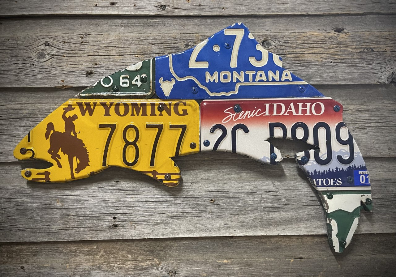 24" Mixed Western State Trout License Plate Art – Madison River Fishing ...