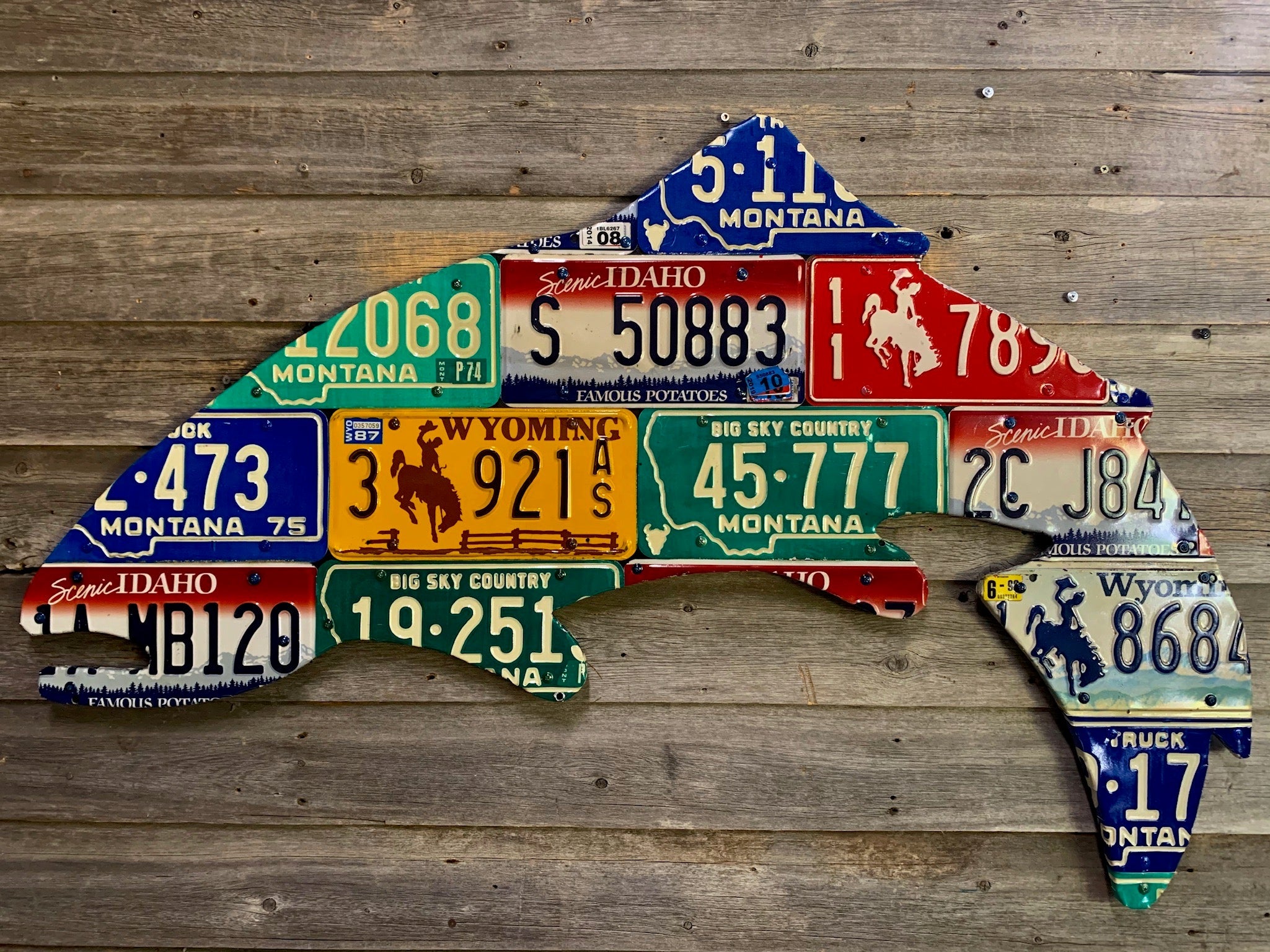 Large 4-Foot Mixed Western Trout License Plate Art – Madison River ...