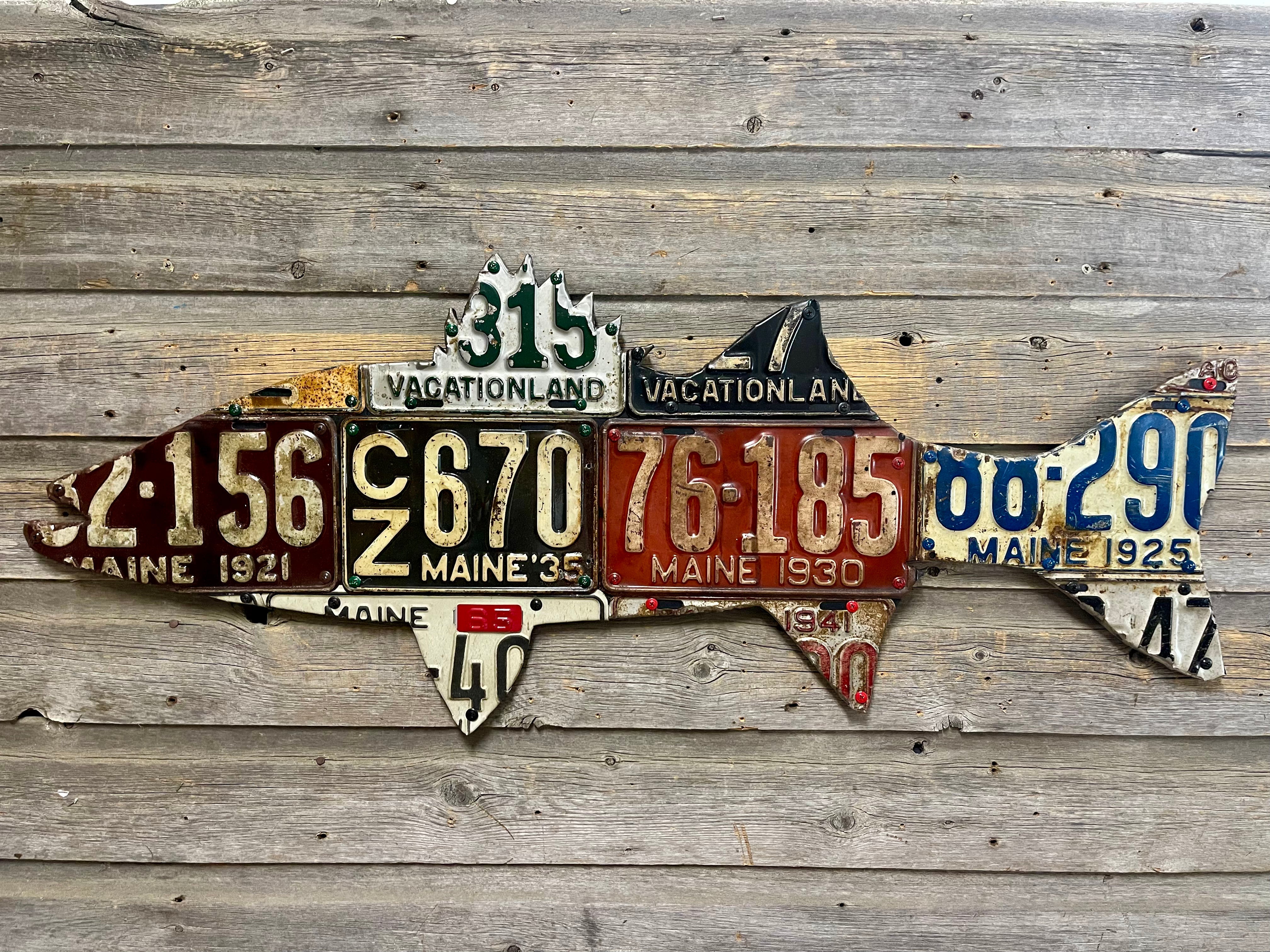 Maine Antique Striped Bass License Plate Art – Madison River Fishing ...