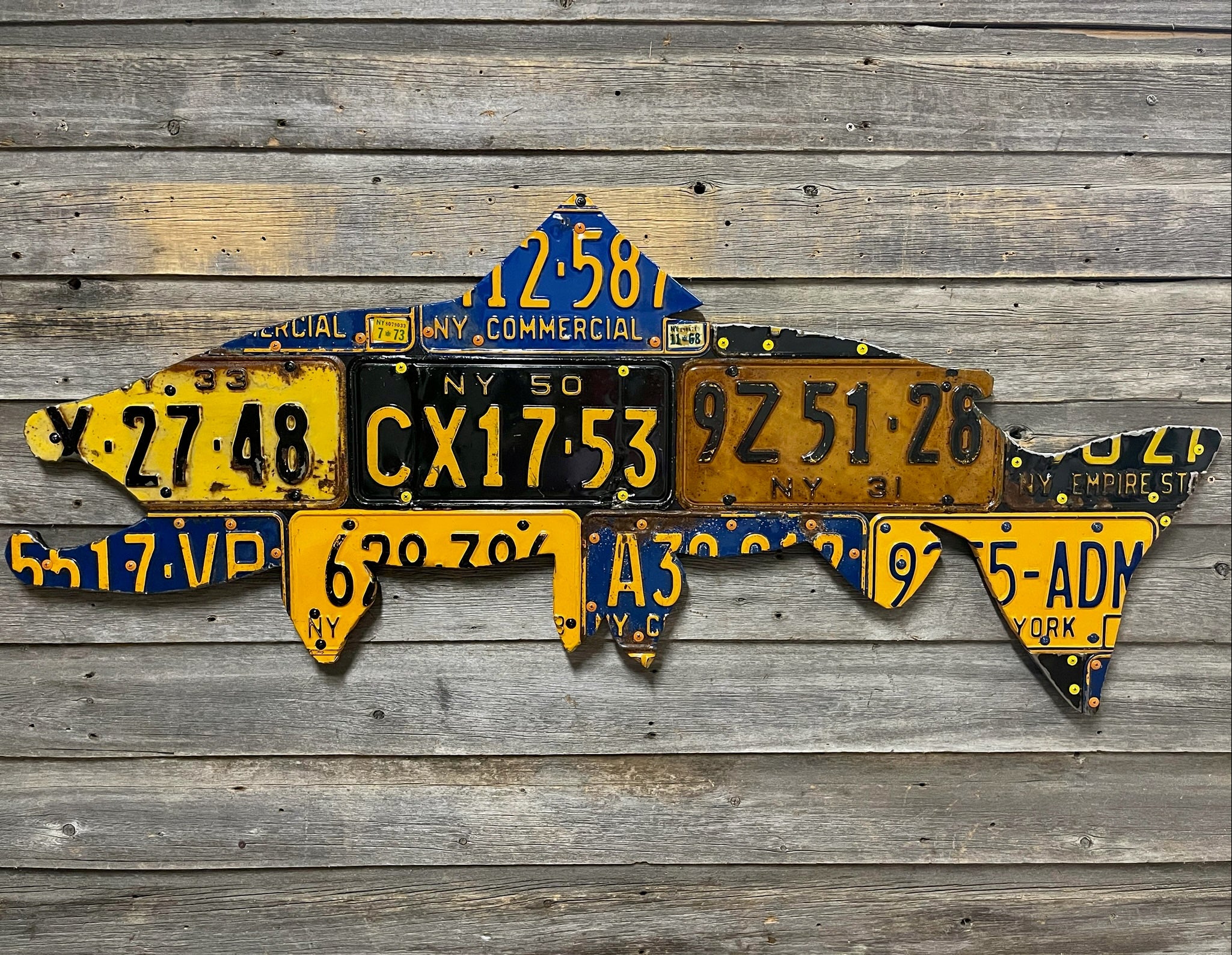50" New York Vintage Brown Trout License Plate Art – Madison River ...