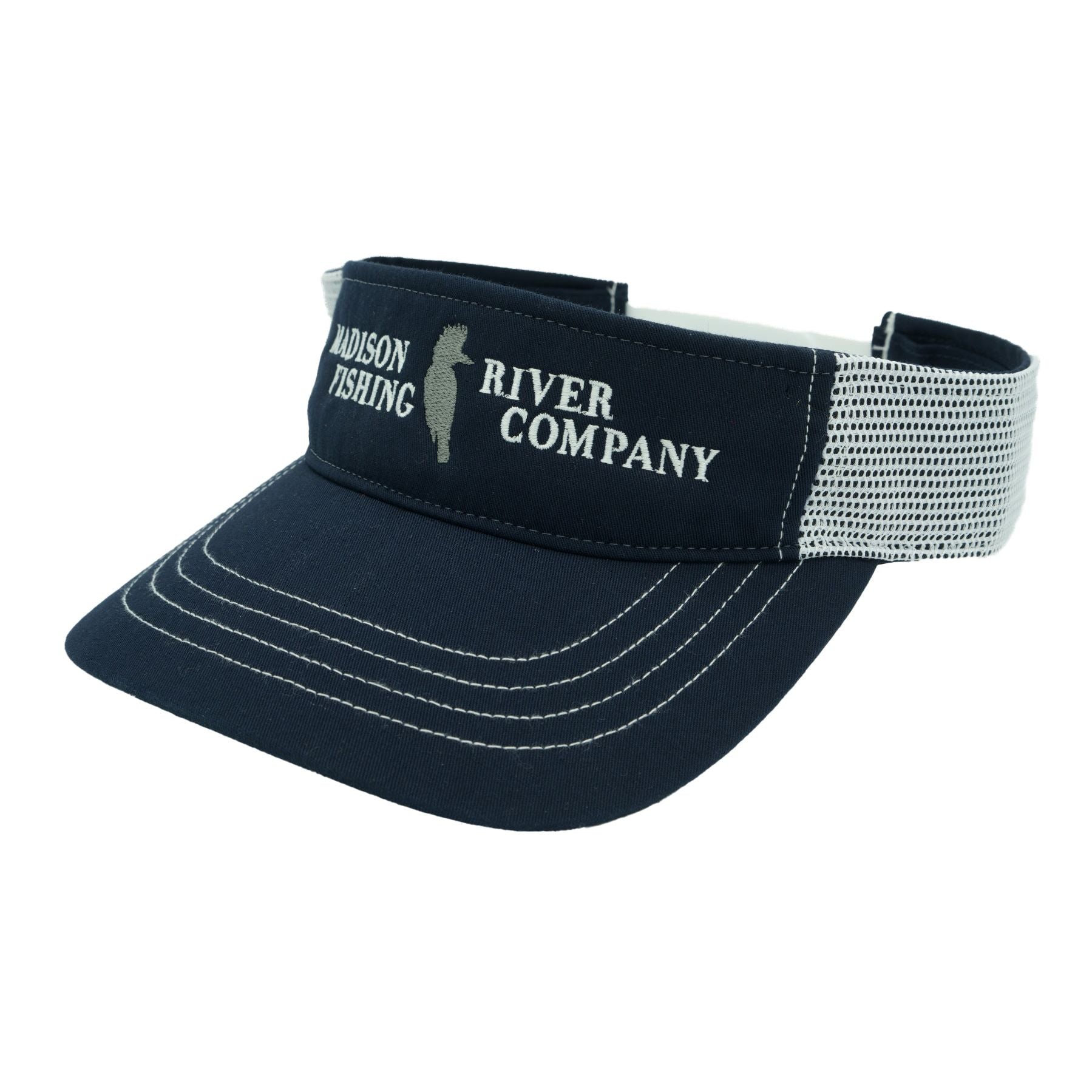 MRFC Logo Split Visor Navy/White – Madison River Fishing Company