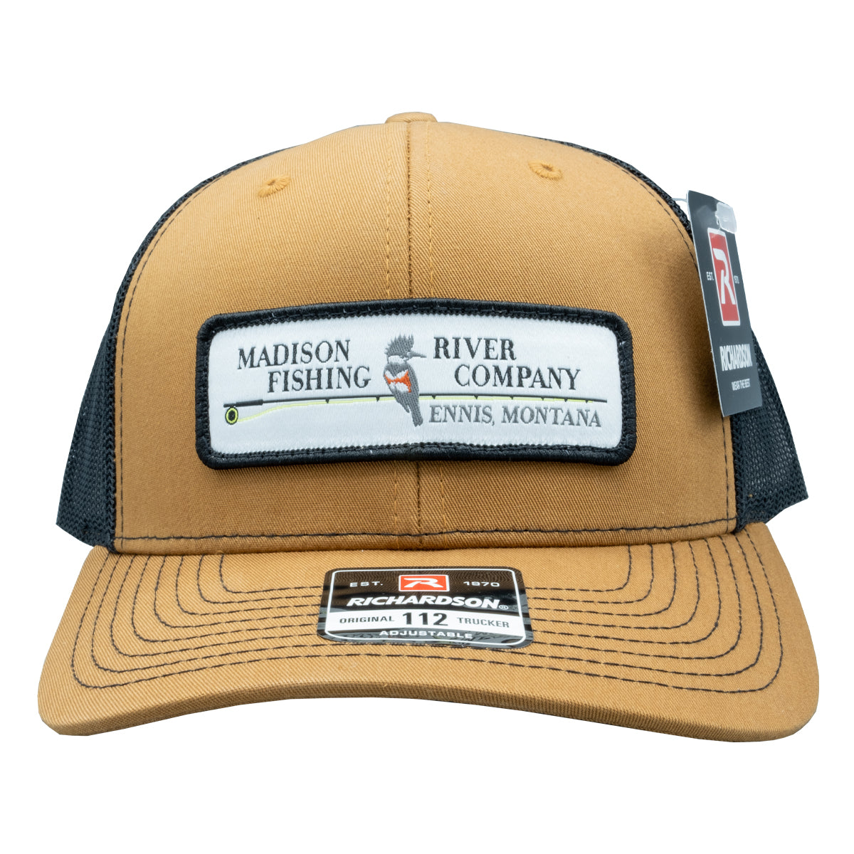 MRFC Logo 112 Caramel/Black Hat – Madison River Fishing Company