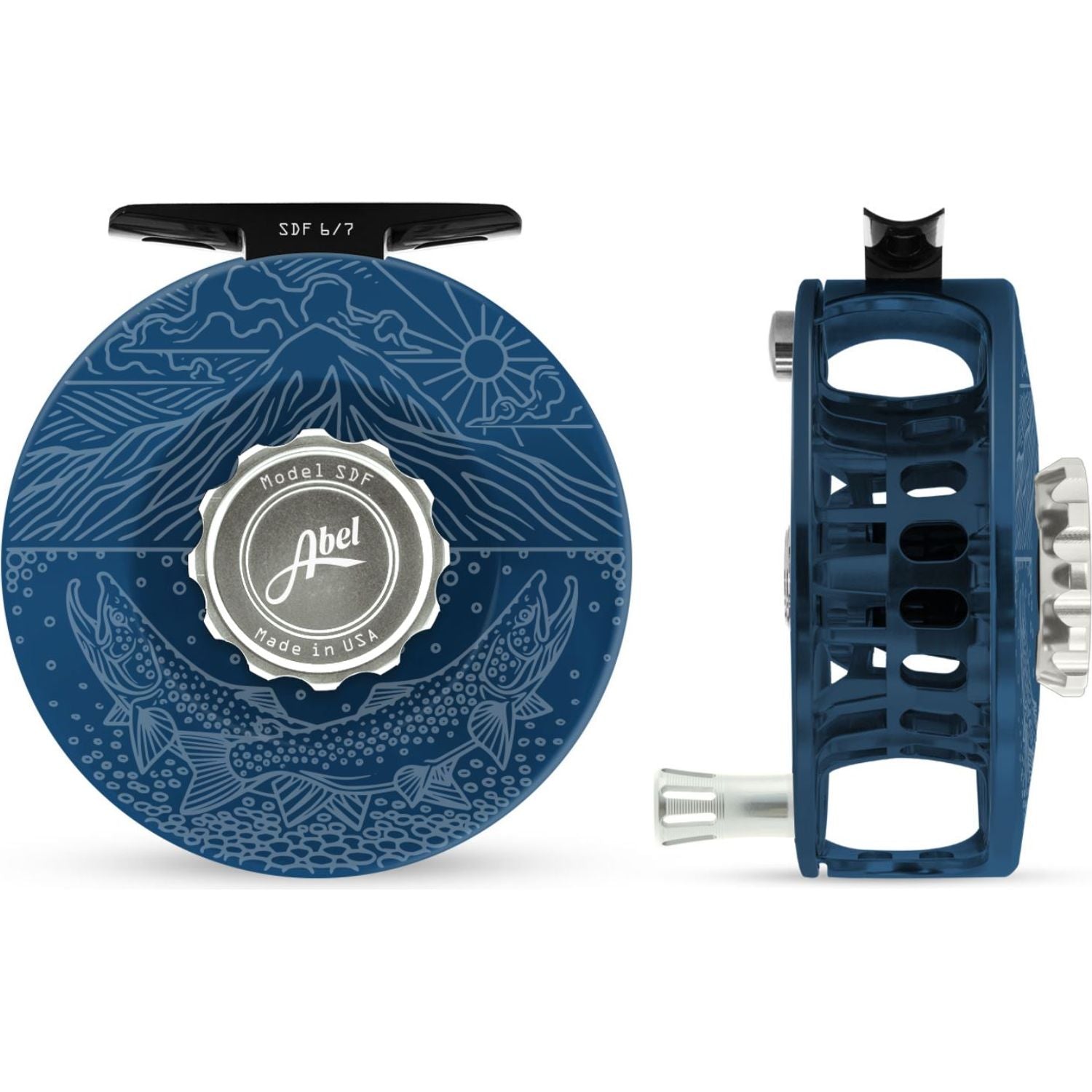 Abel SDF Reel Solid 6/7 Deep Blue, Platinum Drag Knob, Underwood Ridge ...